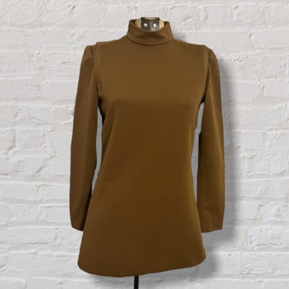 Vintage | Tops | Vintage 6s Brown Textured Polyester Crew Neckline ...